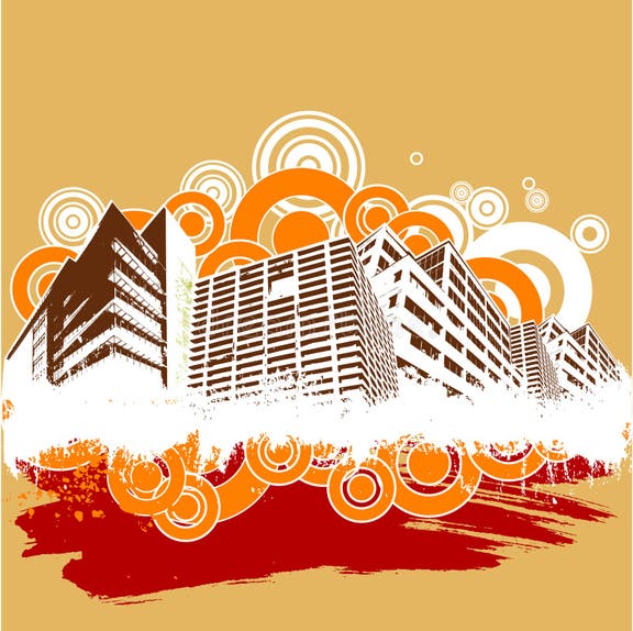 Retro city vector stock vector. Illustration of landscape - 8844956