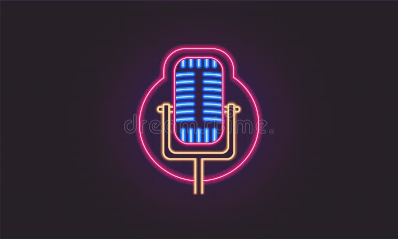 Retro Classic Old Microphone Vector Neon Sign Stock Vector ...