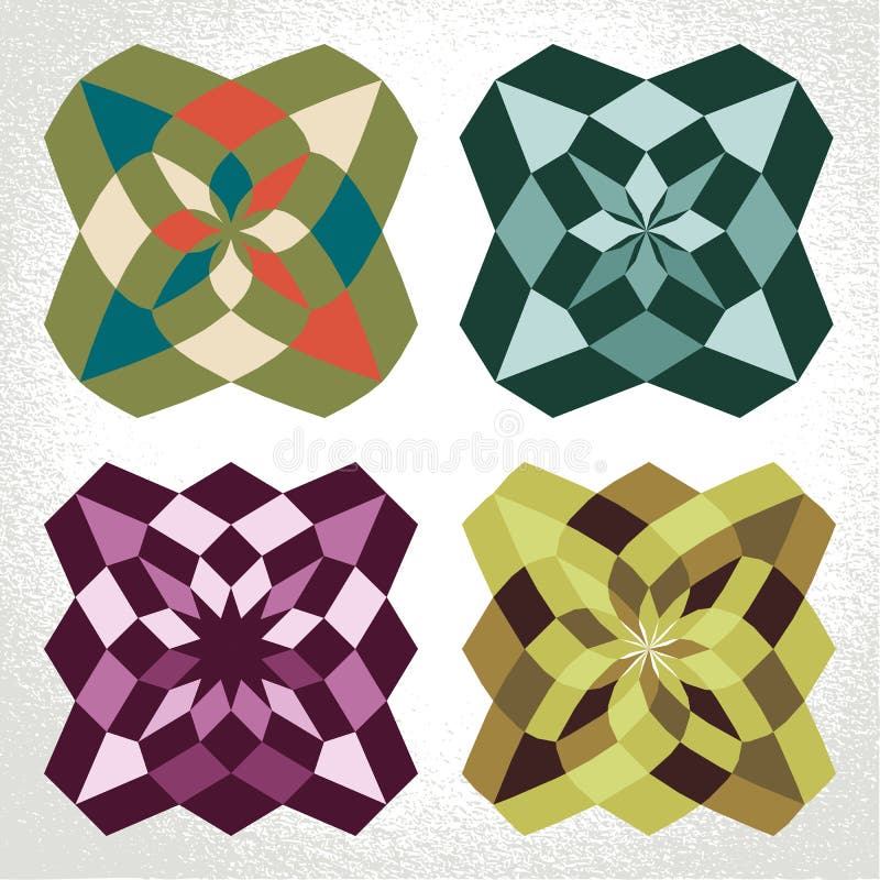 Retro Classic Square Geometric Flower Patterns Stock Vector ...