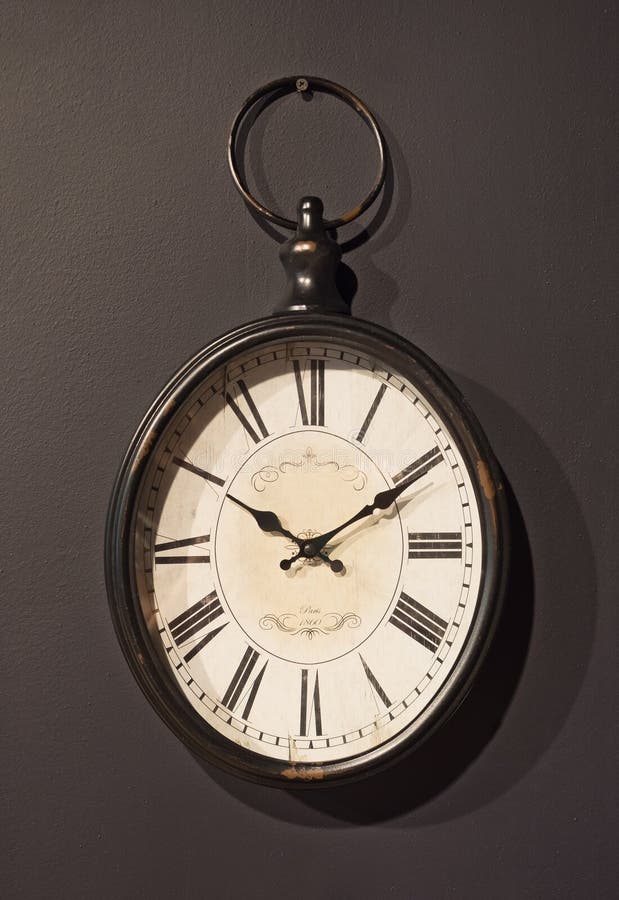 Retro Clock on Brown Wall Background Stock Image - Image of square ...