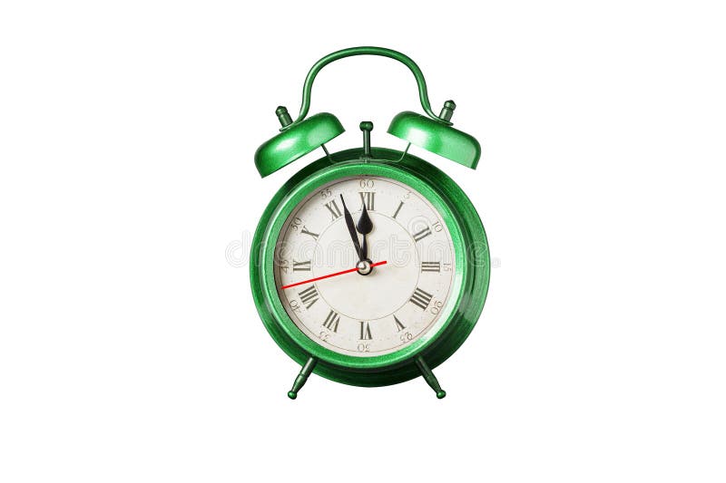 Retro Clock, Pointer Clock, Green Color Alarm Clock on Isolated White ...