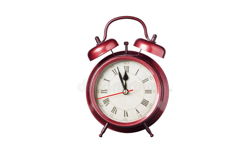 Retro Clock, Pointer Clock, Red Color Alarm Clock on Isolated White ...