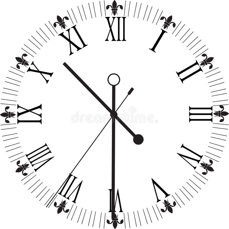 Retro Clock with Roman Dial Stock Vector - Illustration of classic ...