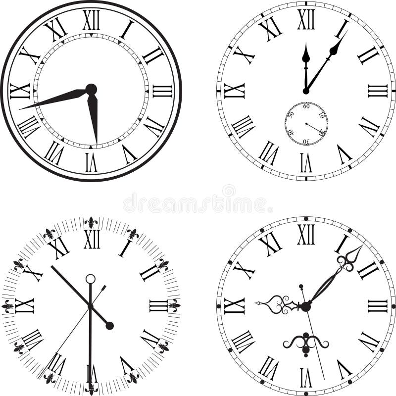 Clock Face Roman Numerals Stock Illustrations – 2,848 Clock Face Roman ...