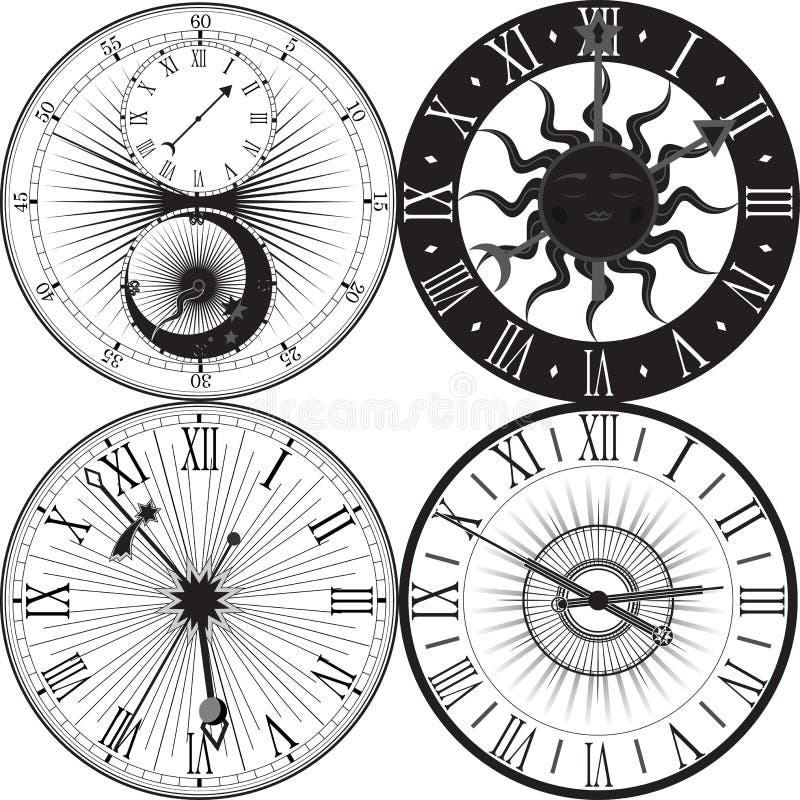Retro Clock with Roman Dial Stock Vector - Illustration of round, wall ...