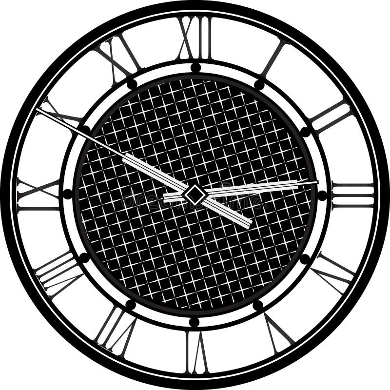 Retro Clock with Roman Dial Stock Vector - Illustration of dial, clock ...