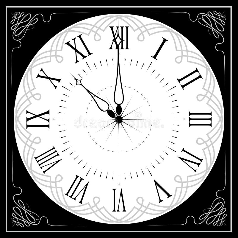 Retro Clock with Roman Dial Stock Vector - Illustration of dial, hour ...