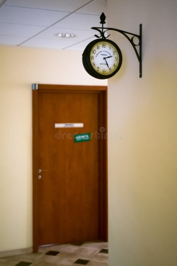 Retro Clock on the wall stock image. Image of time, soft - 28907363