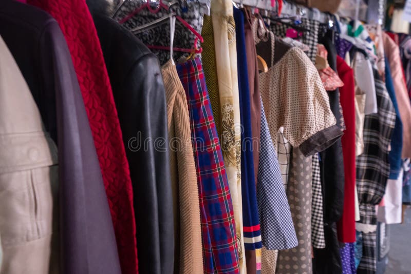 Retro Clothes on Hangers in the Store Stock Photo - Image of wardrobe ...