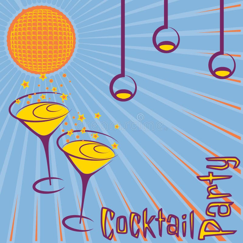 Retro cocktail party card stock vector. Illustration of happiness ...
