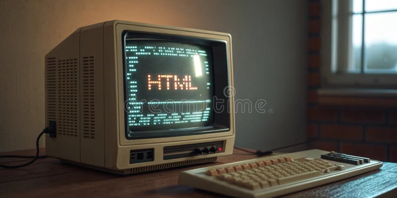 Retro Coding Screen A Closeup Of A Text Editor Filled With Simple Html
