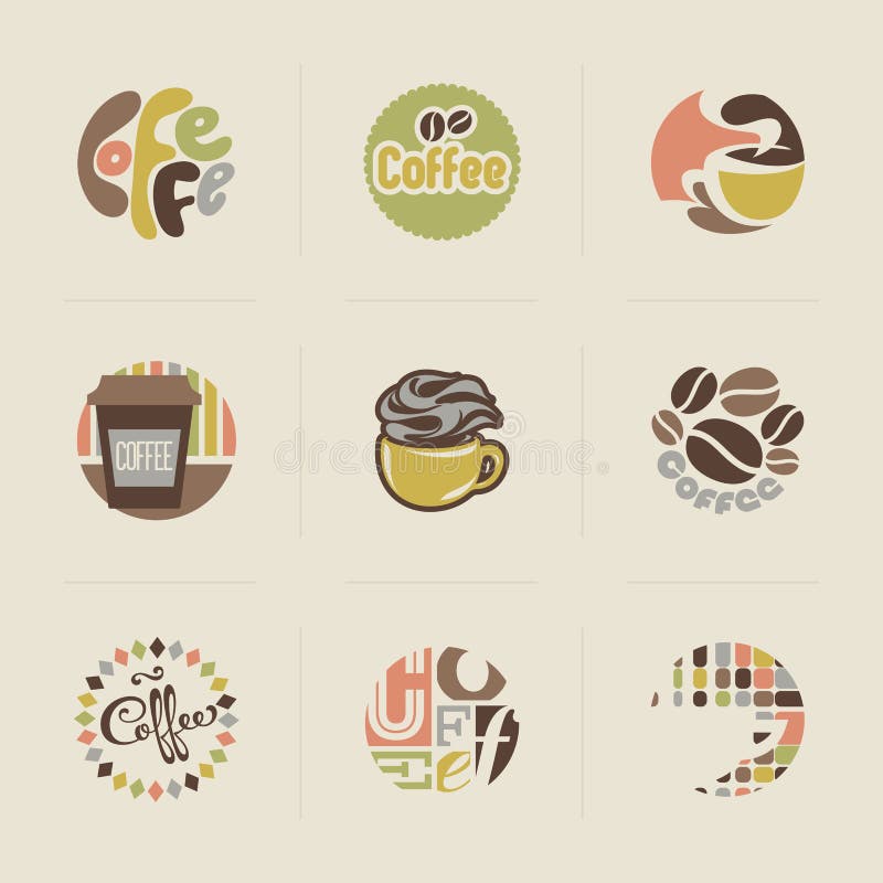 Retro Coffee Emblems. Set of Vectors Stock Vector - Illustration of ...
