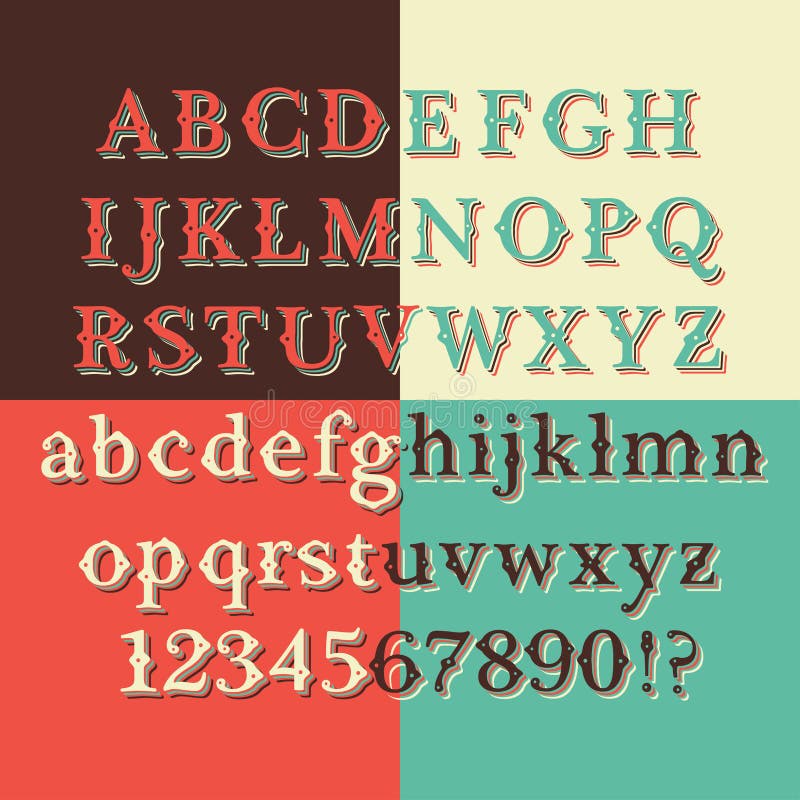 Retro Color Font stock vector. Illustration of back, decorative - 58946425