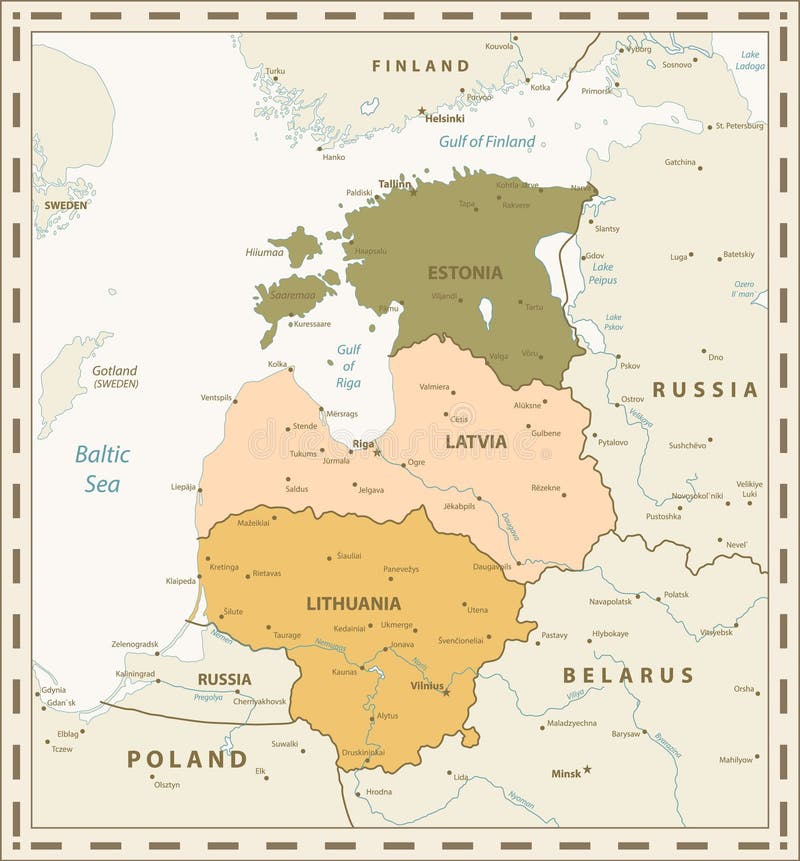 Baltic States Political Map Stock Vector - Illustration of atlas, riga ...