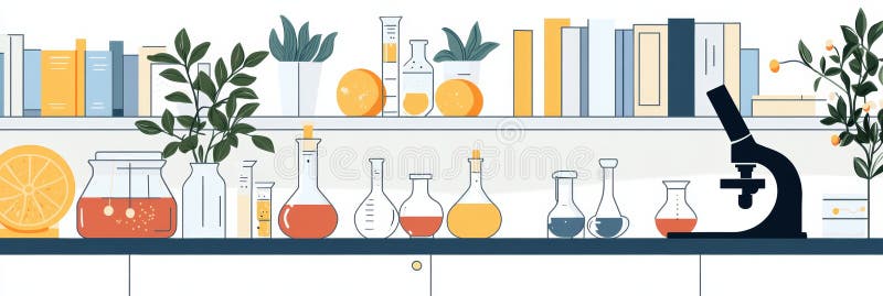 Retro Color Scheme for a Microbiology Lab Test Stock Illustration ...