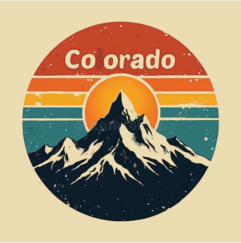 Retro Colorado Logo with Vintage Mountain Design Stock Vector ...