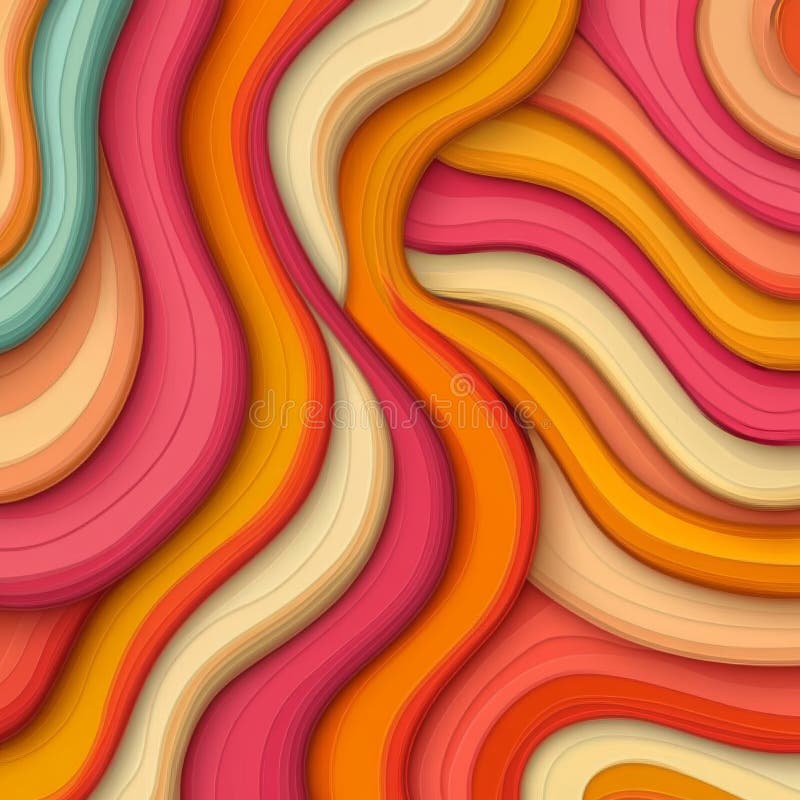 Retro-colored Abstract Wavy Pattern Designed for Fabric Stock Photo ...