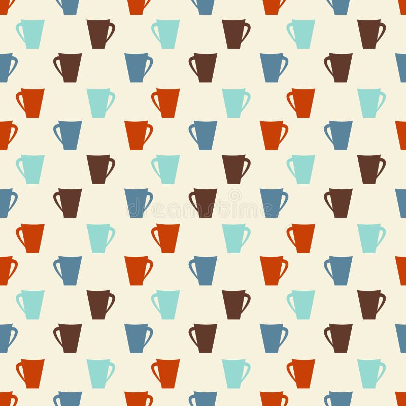 Retro Colored Coffee Cups Seamless Pattern Stock Vector - Illustration ...