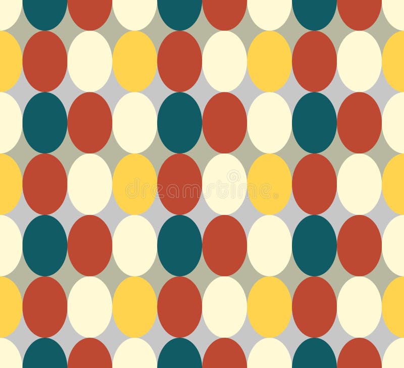 Retro Colored Oval Seamless Pattern in Solid Vintage Colors Stock ...