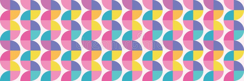 Retro Colorful Circle Waves Post Modern Geometric Background, Wide ...