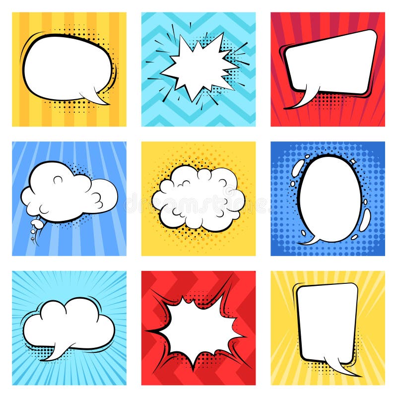 Comic Empty Colored Speech Bubbles Stock Illustrations – 638 Comic ...