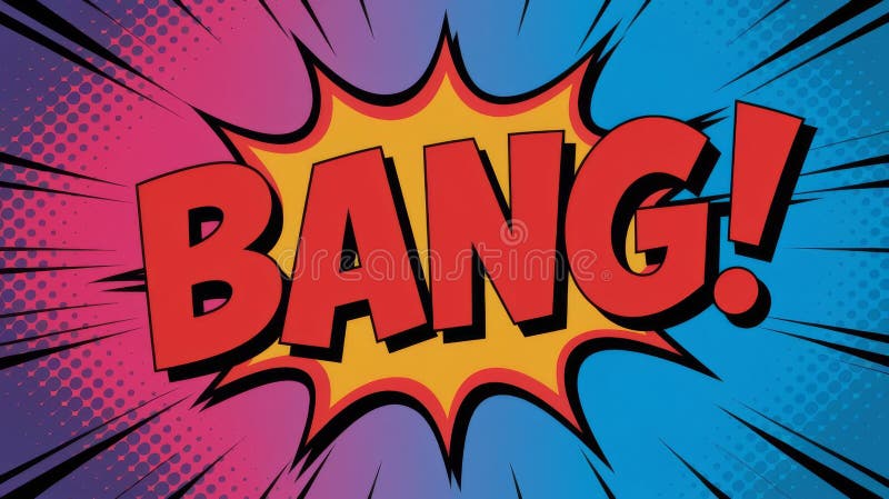 Retro Comic Bang Text Symbol in Vibrant Pop Art Style Stock ...
