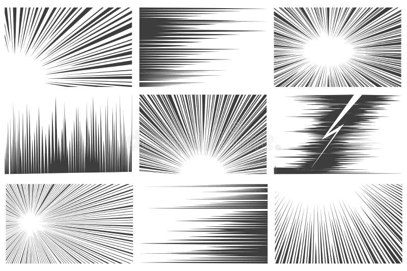 Retro Comic Book Line Speed Motion Textures Set Stock Vector ...