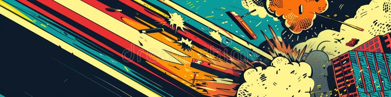 A Retro Comic Book Page Layout with Bold Colors and Dynamic Action ...