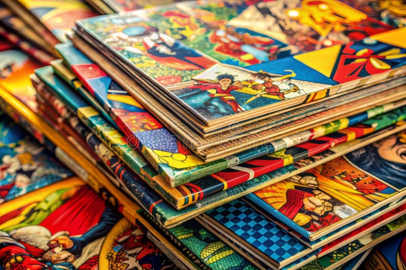 Retro Comic Book Stack Background a Playful Explosion of Vintage ...