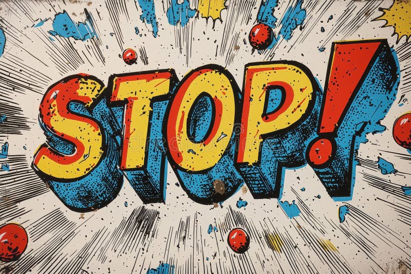 Retro Comic Book Style Artwork Featuring Bold Stop Text Explosion Stock ...