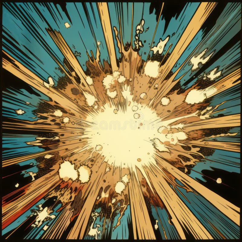 Retro Comic Book Style Atomic Bolt Explosion Vintage Print Stock ...