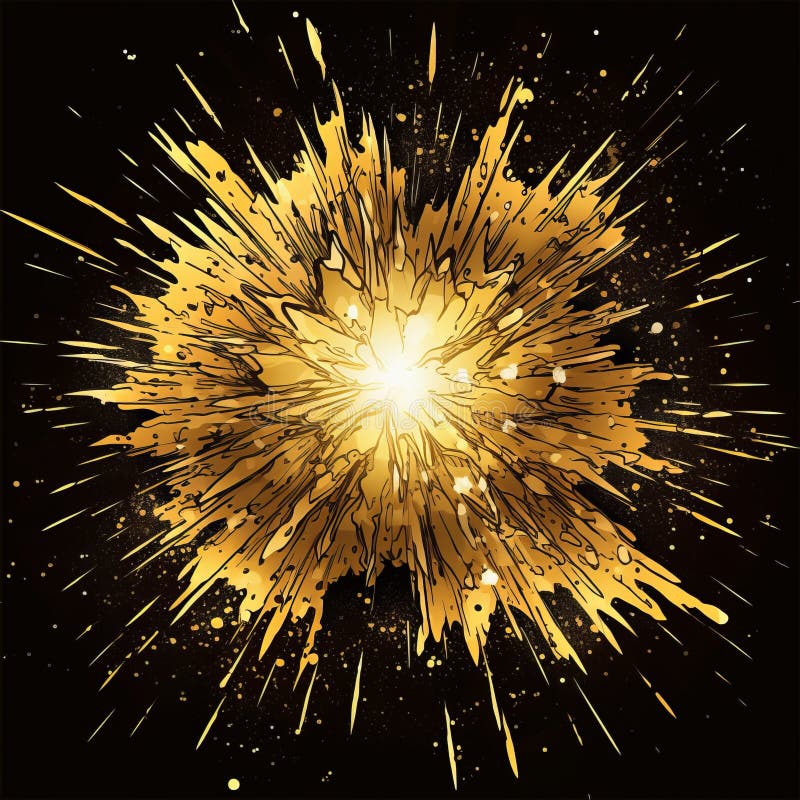 Retro Comic Book Style Golden Explosion Burst Illustration Stock ...