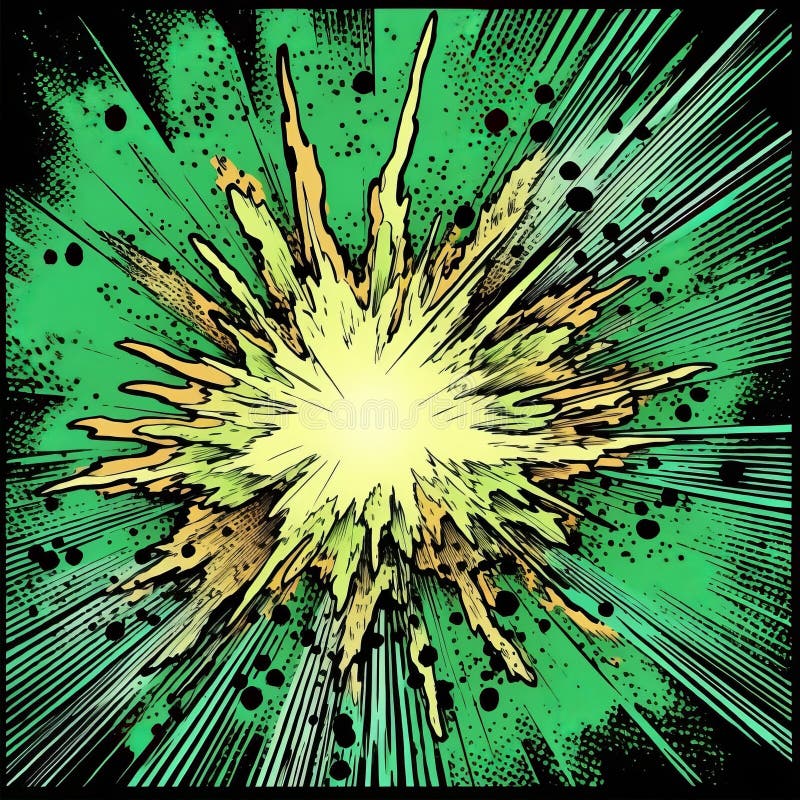 Retro Comic Book Style Supernova Explosion in Dark Green Stock ...