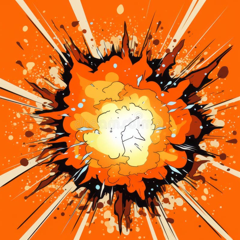 Retro Comic Book Style Supernova Explosion on Orange Background Stock ...