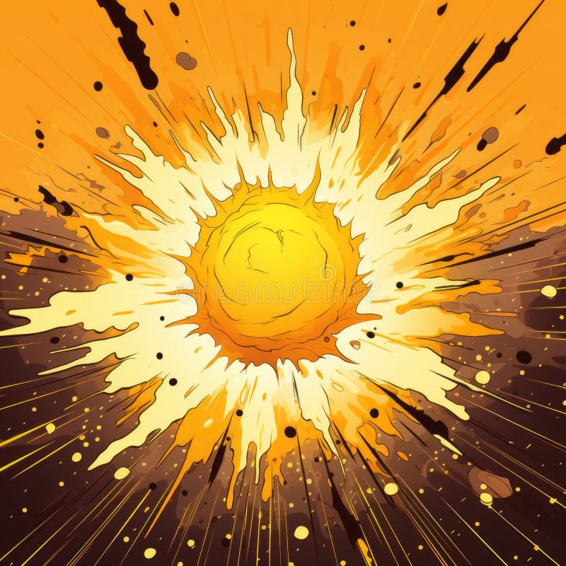 Retro Comic Book Style Supernova Explosion on Orange Background Stock ...