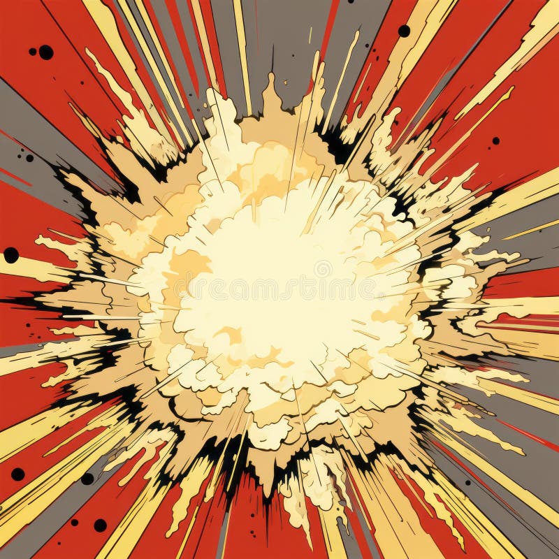 Retro Comic Book Style Supernova Explosion in Red and Yellow Stock ...