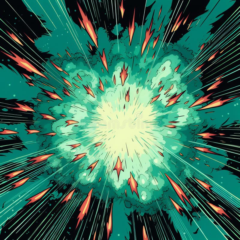 Retro Comic Book Style Teal Supernova Explosion Stock Illustration ...