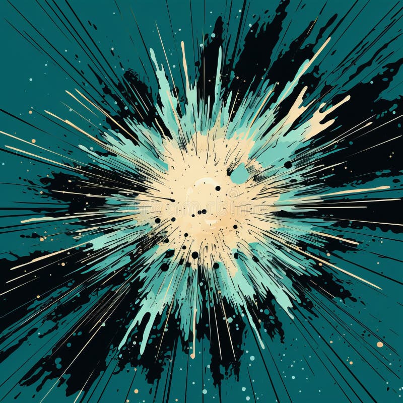 Retro Comic Book Style Teal Supernova Explosion Stock Illustration ...
