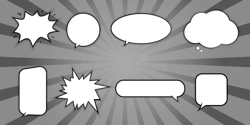 Retro Comic Empty Speech Bubble Icon Element Collection. Pop Art Style ...