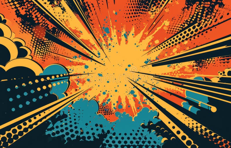 Retro Comic Rays Blue Dots Background Stock Illustrations – 420 Retro ...