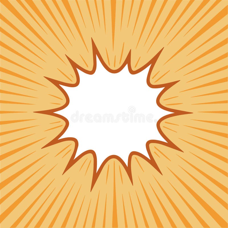 Retro Comic Explosion Burst with Radial Rays Lines, Empty Center Stock ...