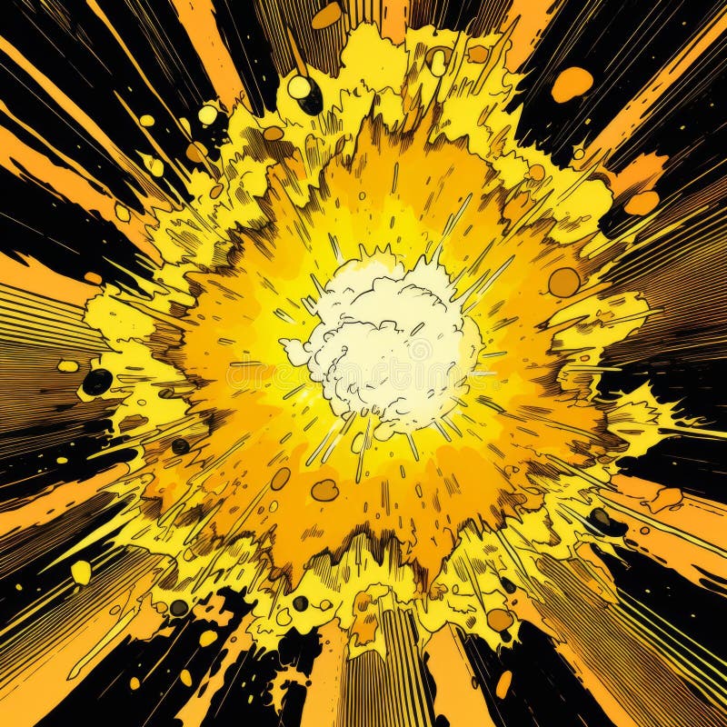 Retro Comic Illustration: Dark Yellow Supernova Explosion Stock ...