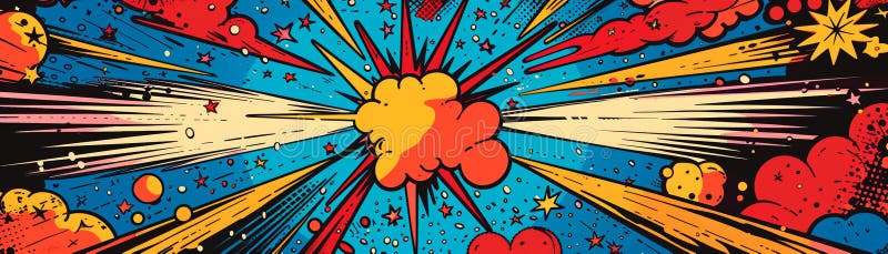 Retro Comic Page with Stars and Explosions, 1950s Style, Bold ...