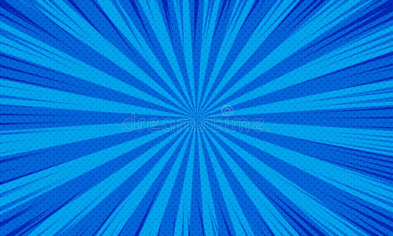 Retro Comic Rays Blue Dots Background, Vector Stock Vector ...