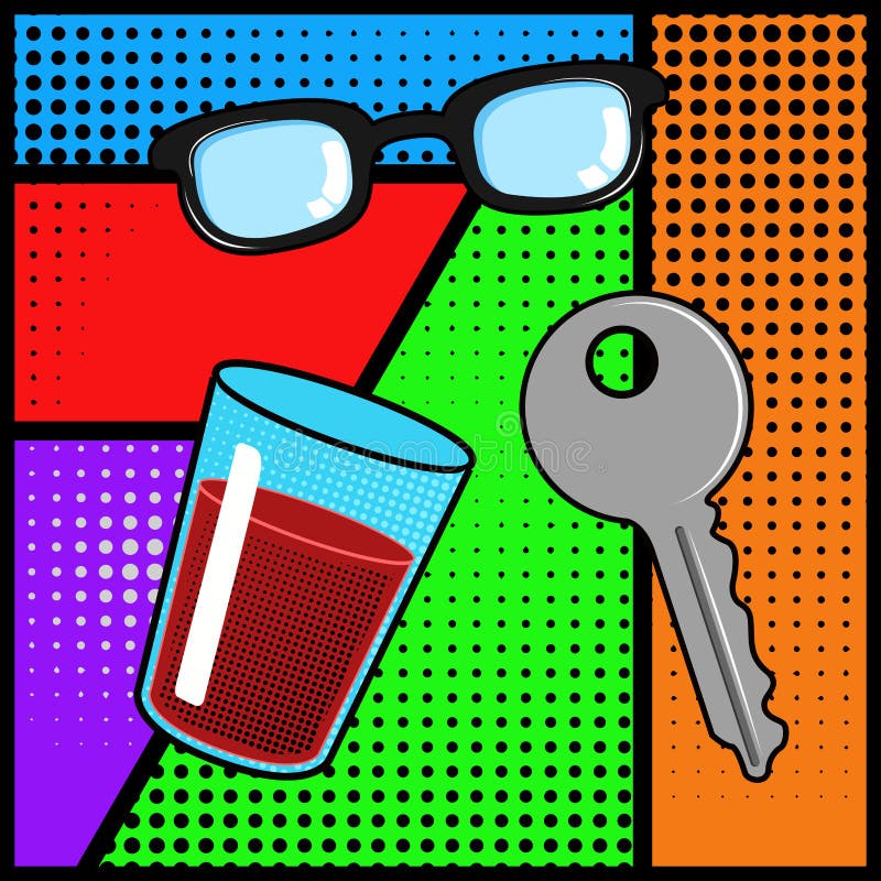 Group of Retro Comic Objects Stock Vector - Illustration of halftone ...