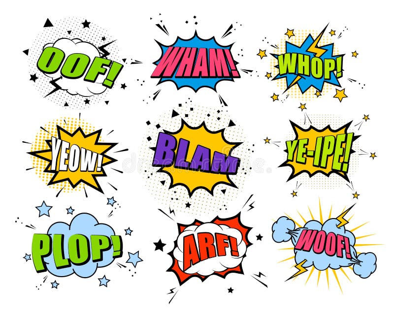 Retro Comic Speech Bubble Set with Template Phrase Stock Vector ...