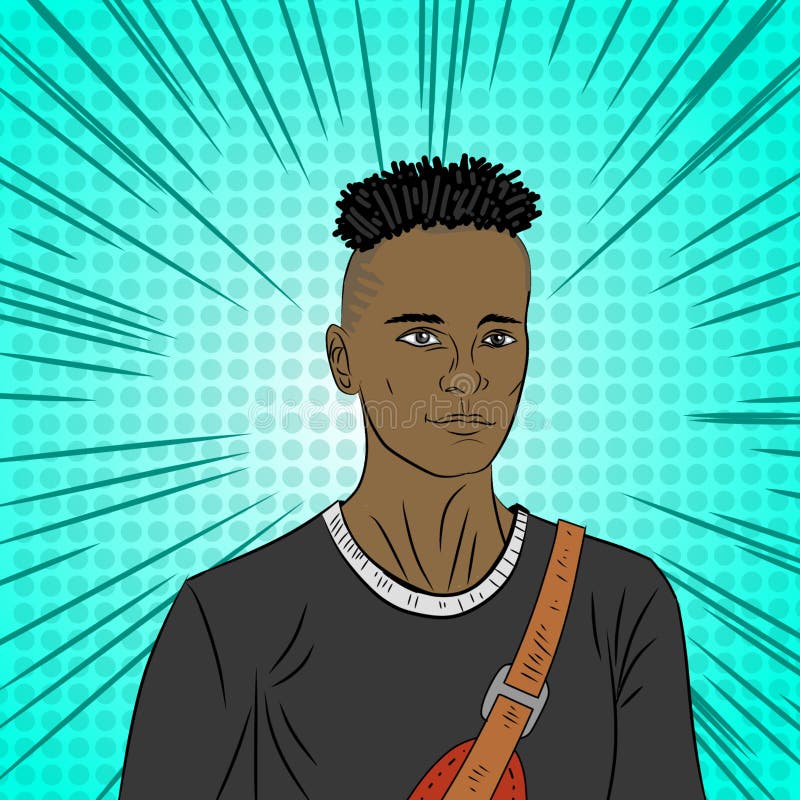 Retro Comic Style Artwork, an Ebonic Young Man in Plain Clothes. Stock ...