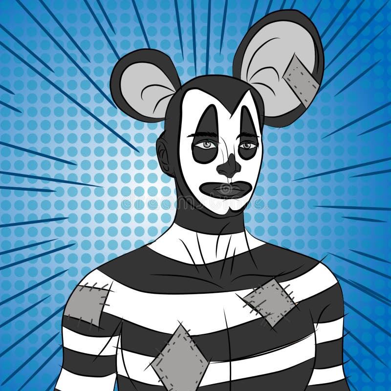 Retro Comic Style Artwork, a Poor Clown with a Sad Look. Stock ...