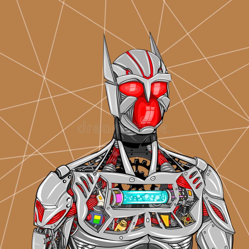 Retro Comic Style Artwork, a Robot with a Bat-like Head. Stock Photo ...