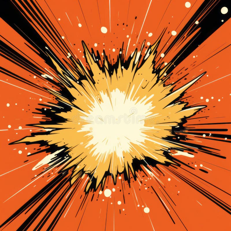 Retro Comic Style Orange Supernova Explosion Stock Illustration ...